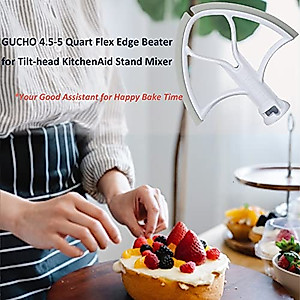 4.5-5 Quart Flex Edge Beater for KitchenAid Tilt-Head Stand Mixer,Upgraded Wing Shape Flat Beater with Flex Edge Bowl Scraper (Flex edge beater grey)