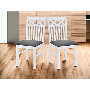 Liveasy Furniture Dining Chairs Set of 2, Dining Room Chairs with Solid Wood Legs, Kitchen Chairs with Cushion (White, Set of 2)