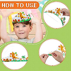 Zhanmai 30 Pcs Dinosaur Party Hats Paper Birthday Party Crowns Dinosaur Paper Hats Theme Party Supplies for Kids Boys Girls, 6 Styles