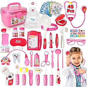 STEAM Life 45 Pcs Toy Doctor Kit for Kids,Kids Doctor Kit, Play Doctor & Dentist Set for Kids, Doctor Playset for Kids, Doctor Costume for Kids, Kid & Toddler Doctor Kit, for Kids