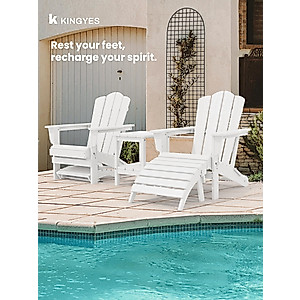 KINGYES Folding Adirondack Ottoman for Adirondack Chair, White
