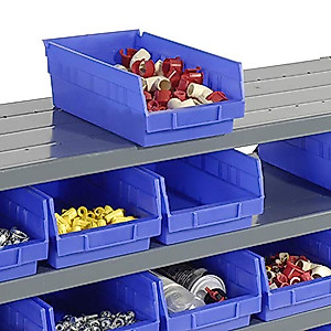 Global Industrial 7 Shelf Steel Shelving with (30) 4" H Plastic Shelf Bins, Blue, 36x12x39