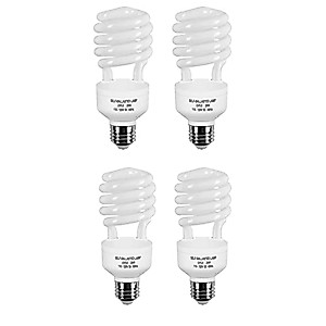 Simple Deluxe Reptile Fluorescent Lamp UVB 5.0 26W Compact Terrarium Clip Light 5.5’’ Aluminum Dome Bulb for Rainforet/Desert Type Reptiles 4 Pack