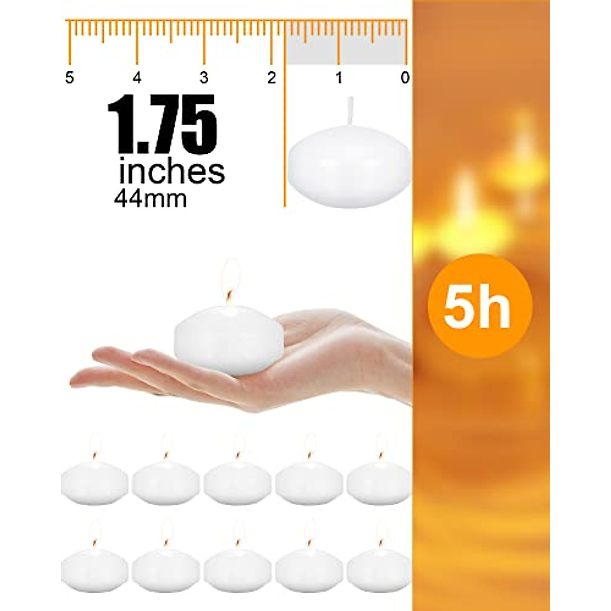 80 Pcs 1.73 Inch White Unscented Floating Candles, Dripless Tealight Candles Home Decorations, Cute and Elegant Burning Candles for Wedding Vases Centerpieces Party Accessories