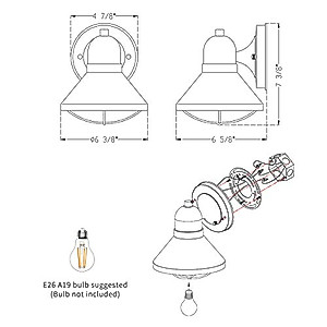 ARPENTER Outdoor Wall Light Fixtures, 2-Pack Wall Sconce in Powder Coated Finish for Front Porch, House, Garage, Rentals, Playhouse