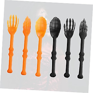 NOLITOY Skeleton Tableware 12 Pcs Halloween Tableware Plastic Coffee Toy Skeleton Forks