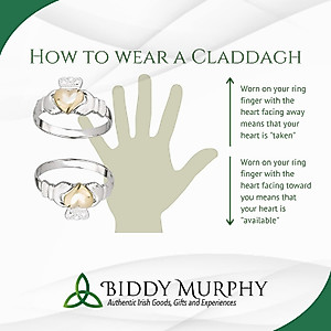 Biddy Murphy Women's Irish Claddagh Ring, 925 Sterling Silver & 10k Gold, Imported Celtic Jewelry, Size 6