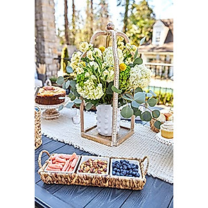 Mud Pie Water Hyacinth Section Server, 5" x 16 1/4", White, Brown