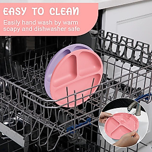 Vicloon Toddler Plates, 2 Pcs Silicone Baby Plates, BPA Free Suction Plates with Lids for Babies and Toddlers, Suction Plate Feature, Divided Plate Design,Toddler Plate Microwave&Dishwasher Safe