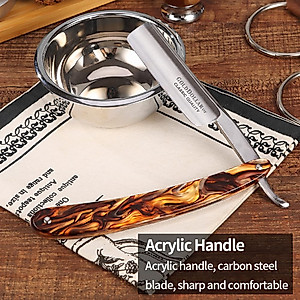 Gold Dollar Retro Shaving For Men Acrylic Handle Straight Razor Barber Shaving Ready Without Stabilizer Scraper Cloth Kit