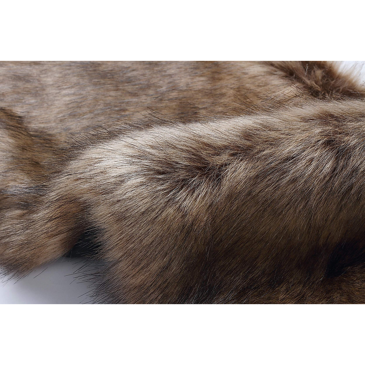 Caracilia Women Luxury Faux Fur Coat Jackets Wrap Cape Shawl for Wedding Party Brown Fur Small