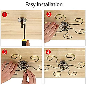 NAGATA Wine Glass Rack Under Cabinet, 360° Rotating Wine Glass Holder, Wine Glass Drying Rack Kitchen Cabinet Storage and Wine Cabinet Decoration.