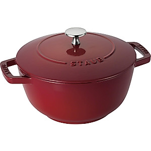 staub Wa-NABE 40501-072 Wanabe Cherry L 7.9 inches (20 cm) Double-Handed Casting, Enameled Pot, Rice Cooking, 3 Pieces, Induction Compatible