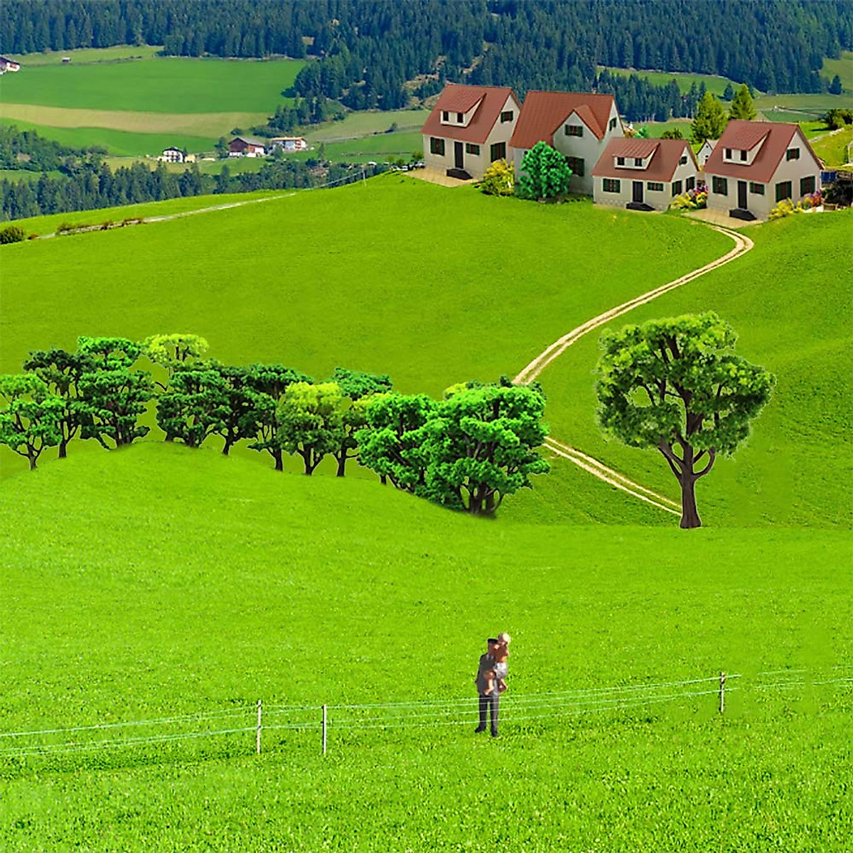 Evemodel S0601 16pcs Model Road Trees Train Railways Architecture Landscape Scenery O Scale 1:50 Green Dark Green Light Green