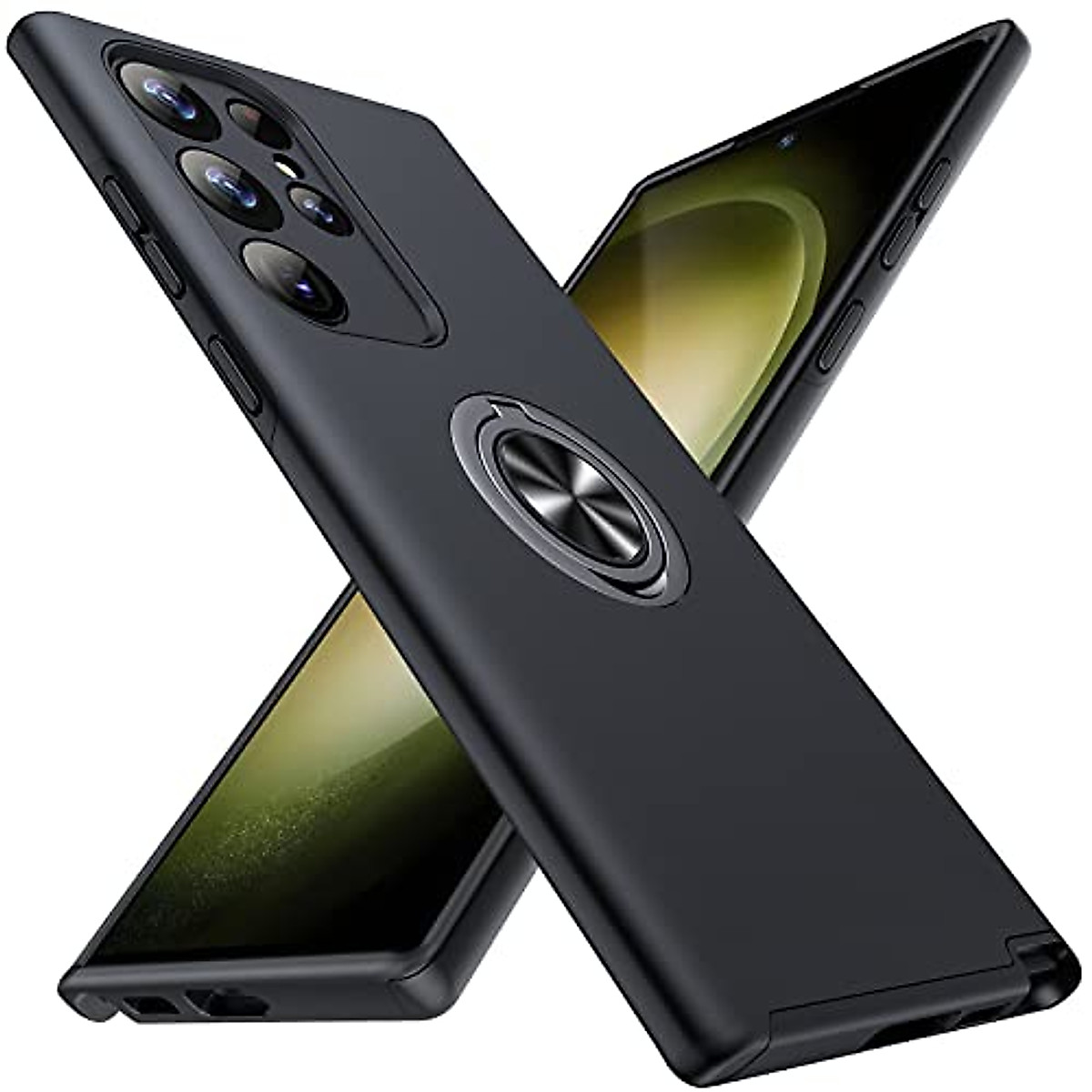 JAME for S23 Ultra Case, Slim Soft Bumper Case for Galaxy S23 Ultra, with Ring Holder Kickstand for Samsung S23 Ultra Case, Military-Grade Protection for Samsung Galaxy S23 Ultra Case, Black