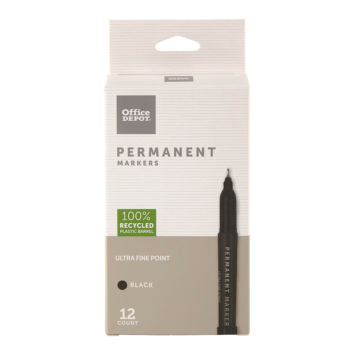 Office Depot 100% Recycled Permanent Markers, Ultra-Fine Point, Black, Pack Of 12, OD88670