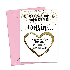Will You Be My Junior Bridesmaid Scratch Off Card for Cousin, Bridal party Proposal Card Gift from Bride and Groom (Cousin Jr. Bridesmaid)