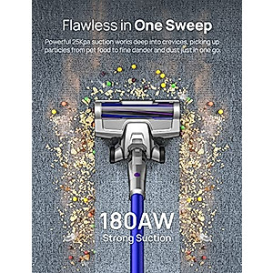 Dreo Cordless Vacuum Cleaner, 25kPa 550W Strong Suction, 3000mAh Detachable Battery, Up to 60 Mins, Handheld/Stick Vacuum with Auto Detect, Tools for Pet Hair, Car, Carpets, Hard Floors, PowerLeap