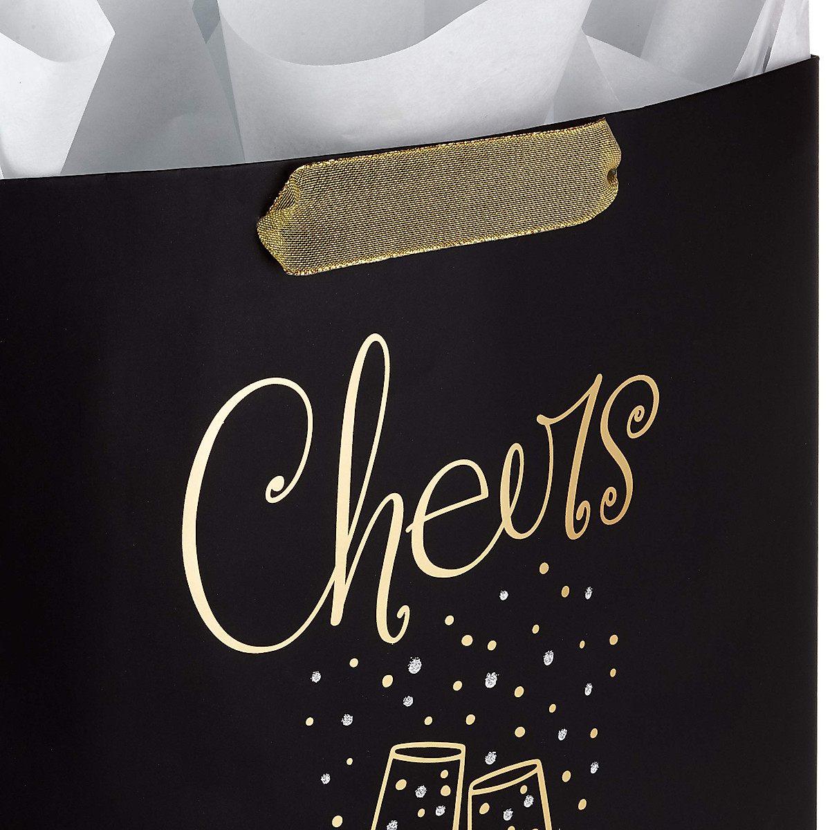 Hallmark All Occasion Gift Bags Assortment with Tissue Paper - Black and Gold (Pack of 3, 2 Large 13" and 1 Medium 9" for Anniversaries, Weddings, Birthdays, Holidays and More)