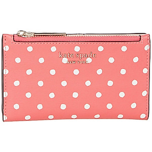 kate spade new york Spencer Dots Small Slim Bifold Wallet Peach Melba Multi One Size
