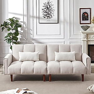 P PURLOVE Convertible Tufted Futon Sofa Bed,Adjustable Couch Sleeper with Adjutable Back,Upholstered Loveseat Sofa & Couch for Apartment, Living Room,Home Office