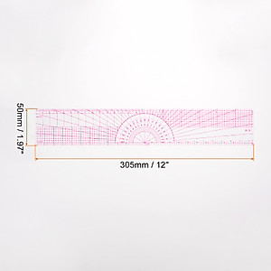 HARFINGTON Styling Sewing French Curve Ruler, 30.5x5cm Dress Makers Ruler Clear Sewing Tailors Pattern Making Ruler for Fashion Design and Guides for Fabric