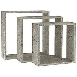 Penau Wall Cube Shelves 3 pcs Concrete Gray Organize with Style Wall Shelves Versatile Wall Shelves