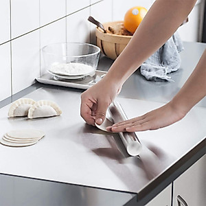 LandHope Large Cutting Board 304 Stainless Steel Cutting Board Metal Baking Mat Non Stick Thick Board Cutting Fruit Vegetable Meat Kneading Rolling Bread Pizza Biscuits Dough Sturdy Kitchen