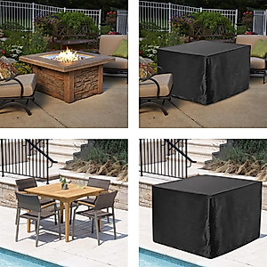 WOMACO Heavy Duty Square Patio Fire Pit/Table Cover, Waterproof Outdoor Furniture Cover (36" x 36" x 20", Black)