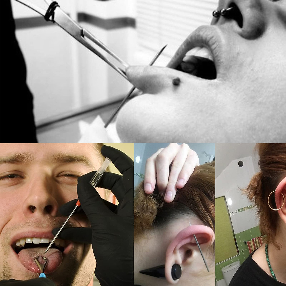 JIESIBAO 25PCS Mixed Piercing Needles, 12G 14G 16G 18G 20G Disposable Sterile Stainless Steel Hollow Piercing Needles for Ear Nose Septum Belly Tongue Eyebrow Nipple Lip Piercing