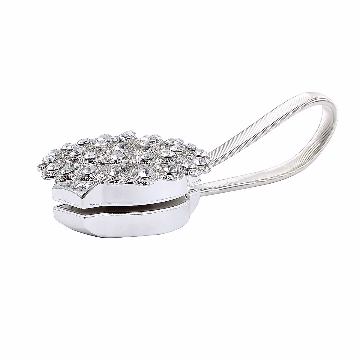 Pinowu Magnetic Crystal Flower Curtain Tiebacks (2 Pack), Decorative Curtain Holdback Buckle Clips with Stretchable String Rope for Bedroom, Living Room, Office