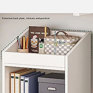 Aeumruch Movable Bookshelf Two Layer Storage Rack with Wheels Storage Cabinet Under The Table Filing Cabinet White