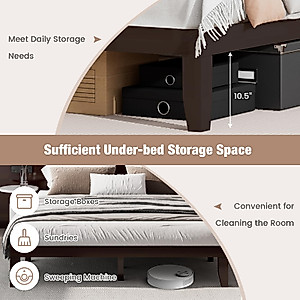 Giantex King Wood Platform Bed Frame, 14 Inch Solid Rubber Wood Mattress Foundation, Heavy Duty Wood Slats Support, No Box Spring Needed, Easy Assembly, Espresso