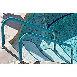 KoolGrips Comfort Cover 6 Foot Neoprene Zippered Hand Grip Rail Slip Cover Sleeve In Ground and Above Ground Swimming Pools, 1 Cover, Indian Teal Blue