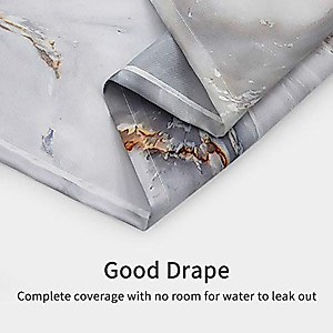 MitoVilla Grey Gold Marble Shower Curtain Set, Abstract Modern Shower Curtain for Bathroom Decor, Luxury Standard Shower Curtain for Bathtub, Waterproof Washable Fabric Shower Curtain, 72 x 72
