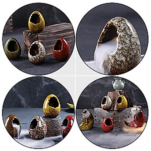 Cabilock 4Pcs Sushi Sashimi Platter Decoration Ceramic Dry Ice Cups Egg Shaped Dry Ice Containers Holders Egg Figurine for Home Restaurant Bar