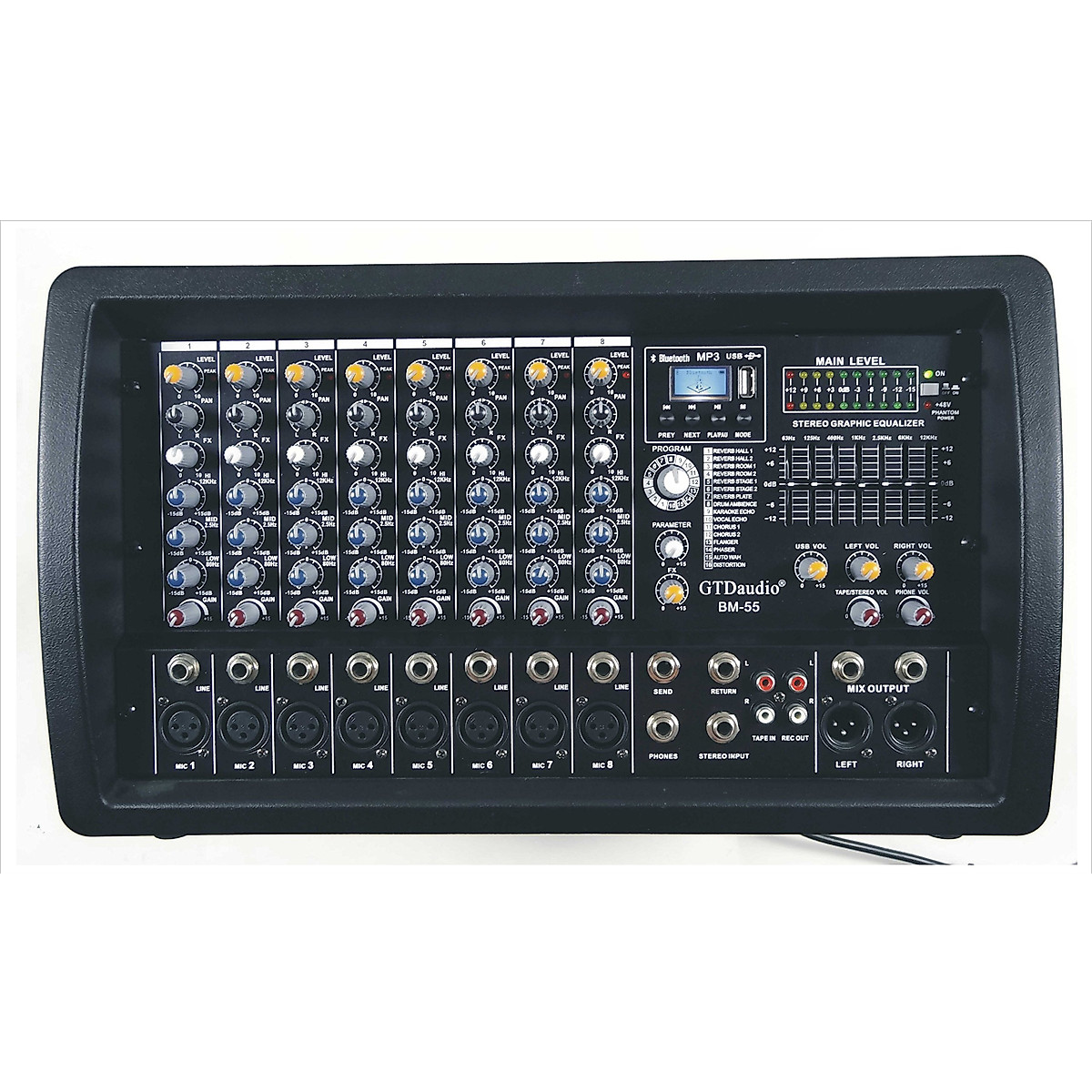 GTD Audio 8 Channel Professional Audio Powered Mixer Power Amp DJ Amplifier, USB, EQ, Effect