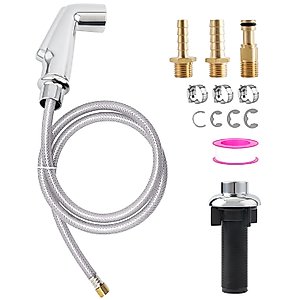 Hygie Rinse Kitchen Sink Side Sprayer with Quick Side Connector Compatible with Moen Faucet Sprayer Replacement, Kitchen Sink Faucet Sprayer Attachment with Water Hose/Holder, Chrome