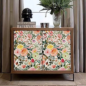 Rose Floral Drawer Liner Peel and Stick Contact Paper self Adhesive Wallpaper Removable Vinyl Decorative Shelf Drawer Liner 118 inch x17.4inch (Rose Floral, 118 inch x 17.4 inch)
