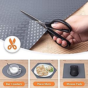 Shelf Liners for Kitchen Cabinets Refrigerator Liners Waterproof & Oil-Proof Kitchen Cupboard Liner Durable Plastic Drawer Mats EVA Material Non Adhesive Fridge Liner for Shelves Gray 11.8 x 59 Inch