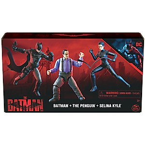 DC Comics, Batman 3-Pack with Exclusive 4” Batman, Selina Kyle, The Penguin Action Figures, 3 Accessories, Batman Movie Kids Toys (Amazon Exclusive)