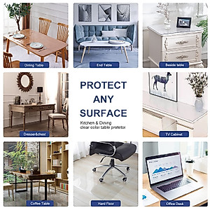 Multi-Size 24x48" Clear Table Protector Kitchen Dining Room Wood Furniture Cover Screen Protection Plastic Tablecloth Mat Wipeable Easy Clean Desktop Protective Pad PVC Vinyl Coffee Side Tabletop