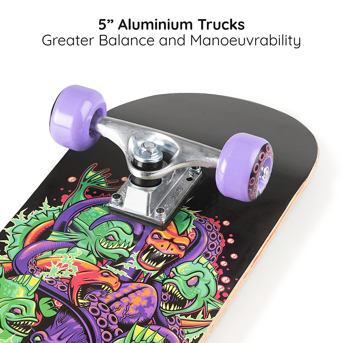 Osprey Complete Skateboards for Beginners | 31 x 8 Inch Skateboard for Kids Teens Adults with 7 Layer Canadian Maple Deck, Double Kick Concave Skateboard for Riding and Tricks, Multiple Designs