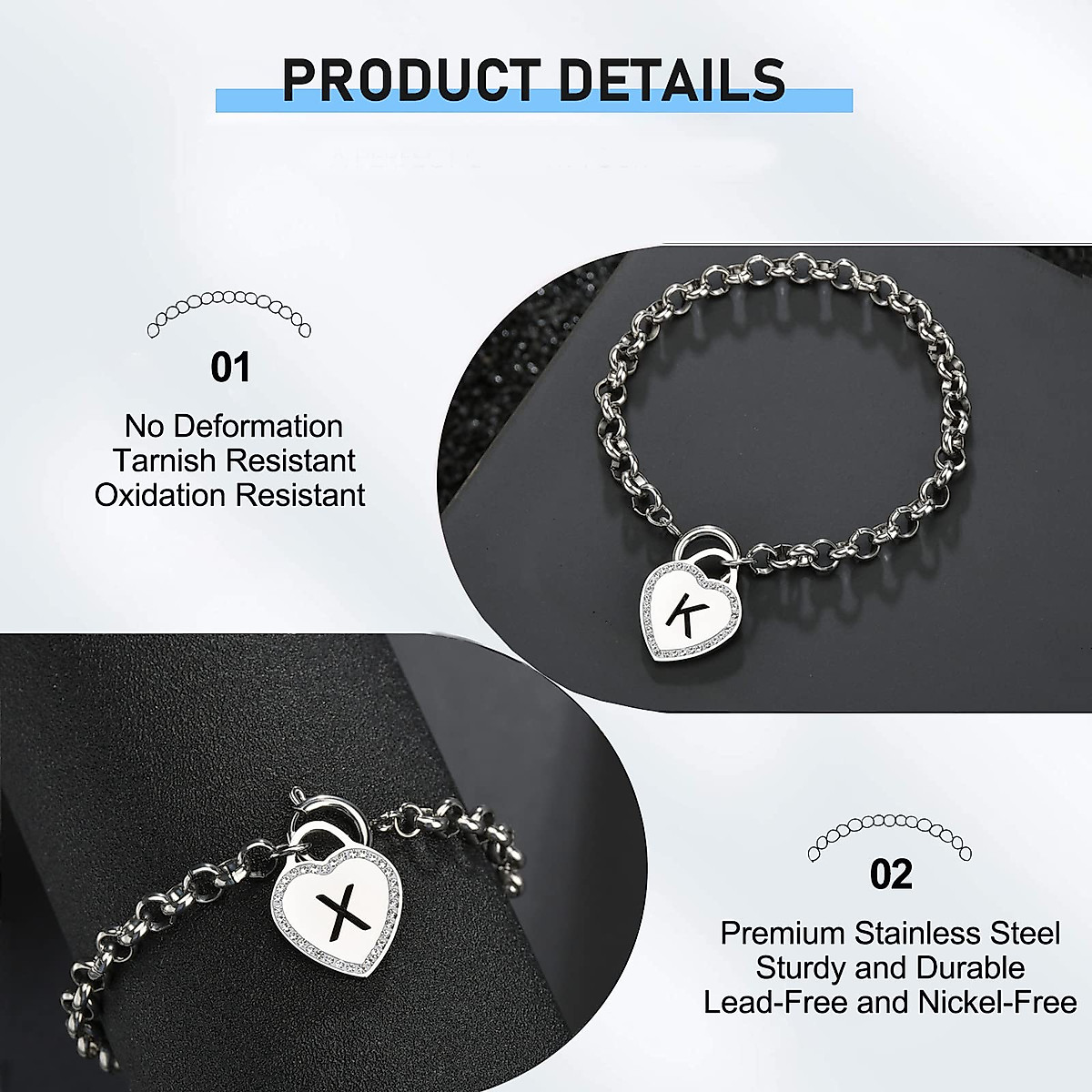 CaleesLLC C Letter Initial Charm Bracelet with Stainless Steel Material Is A Personalized Initial Bracelet on The Wrist for Women