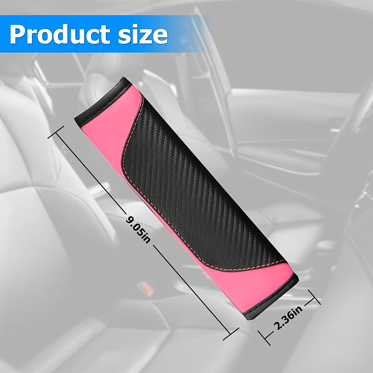 AUCELI 2PCS Car Seat Belt Cover, Carbon Fiber Safety Seatbelt Shoulder Strap Covers, Breathable Leather Soft Harness Pad Protect Your Neck and Shoulder Compatible with Cars