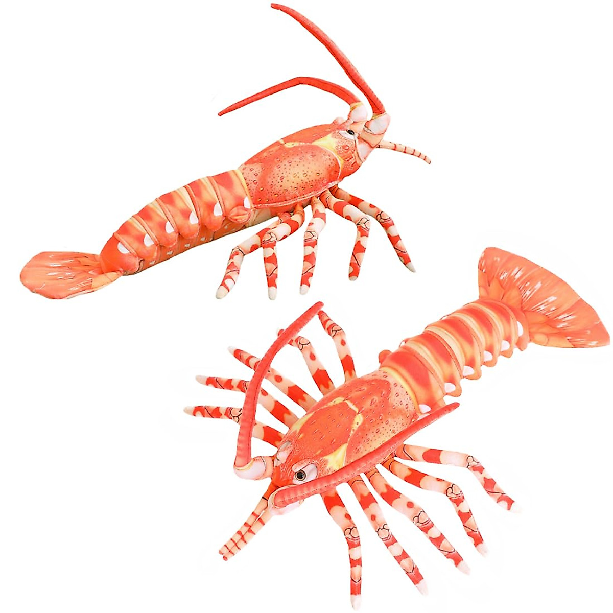ELAINREN Lifelike Red Australian Lobster Stuffed Toy Realistic Marine Lobster Crab Plush Pillow Soft Simulation Sea Lobster Plushie Ocean Doll Gifts/23.6''