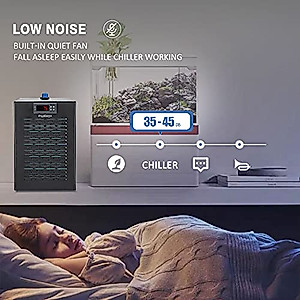 Poafamx Aquarium Chiller 42gal 1/10 HP Hydroponics Water Chiller for Home Use Fish Axolotl Coral Shrimp Farming 110V with Pump and Pipe