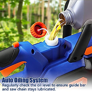 SORAKO 20V 10-Inch Cordless Chainsaw, Electric Chainsaw, Auto-Tension & Lubrication, Battery Powered Chain Saw for Trees Trimming& Wood Cutting, 4.0Ah Battery and Charger Included