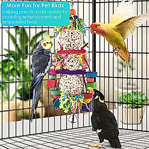 Bissap Conure Toys, Bird Parrot Foraging Shredder Hanging Toys Sola Balls Sepak Takraw with Bell for Small Parrots Parakeets Conures Cockatiels Love Birds Cage Toy