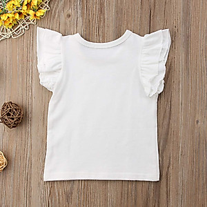 Infant Toddler Baby Girl Top Basic Plain Ruffle T-Shirt Blouse Casual Clothes (2-3 Years, White)
